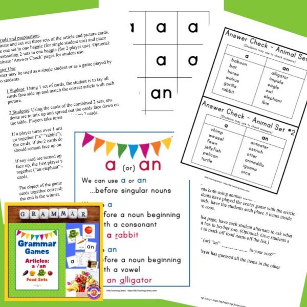 Articles a and an | Grammar Games Food Edition - My Teaching Library ...