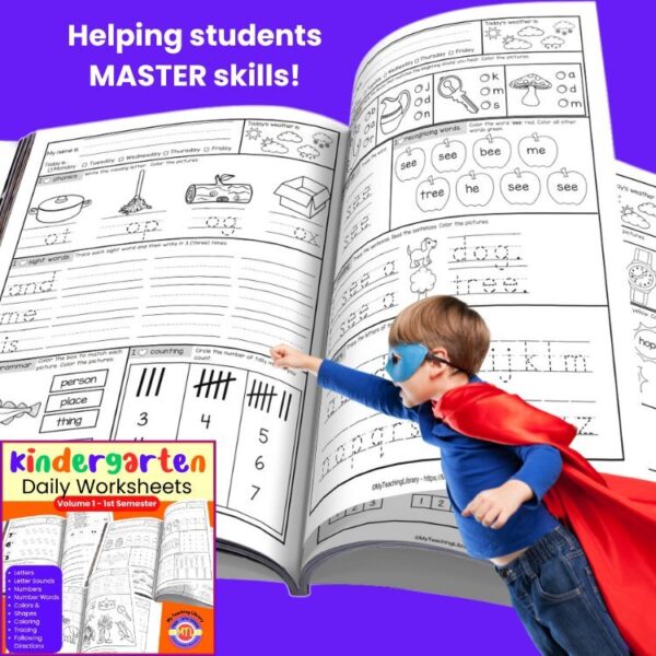 Kindergarten Daily Worksheets | 2nd Semester - My Teaching Library ...