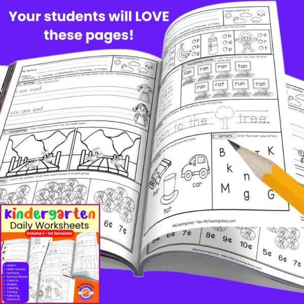 Kindergarten Daily Worksheets | 2nd Semester - My Teaching Library ...