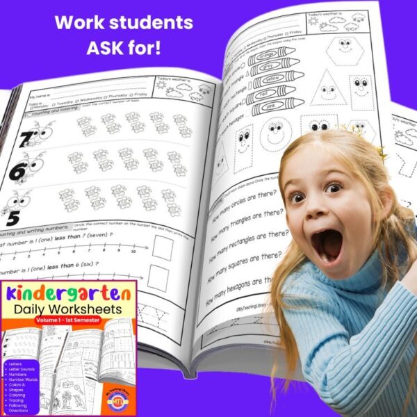 Kindergarten Daily Worksheets | 1st Semester - My Teaching Library ...