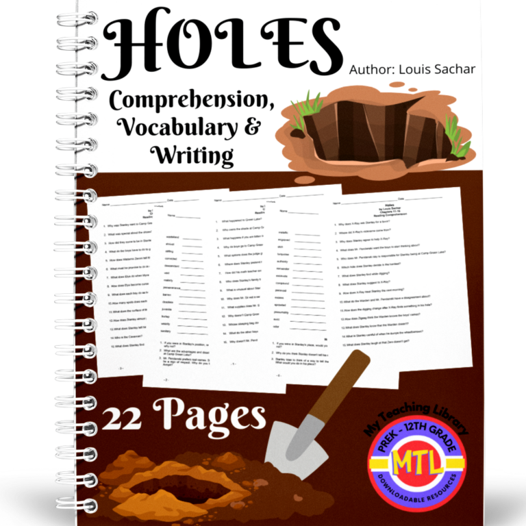 Holes Book Unit | A Louis Sachar Novel - My Teaching Library ...