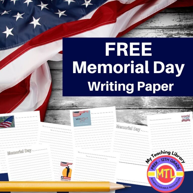 Memorial Day Writing Paper - My Teaching Library | MyTeachingLibrary.com
