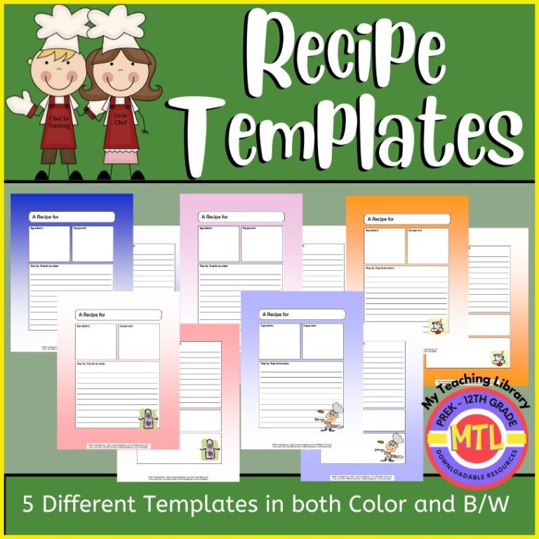 Recipe Templates - My Teaching Library | MyTeachingLibrary.com