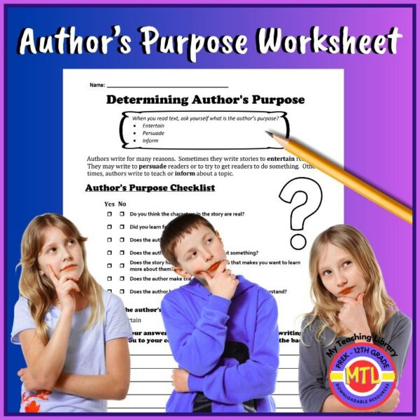 Author's Purpose Worksheet | P.I.E. - My Teaching Library ...