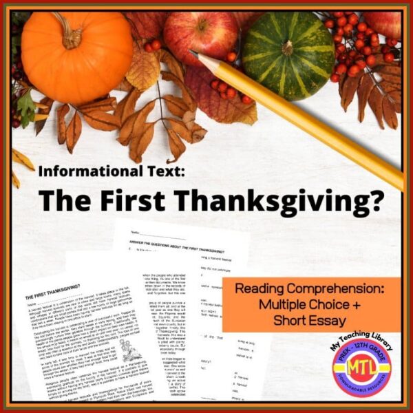 The First Thanksgiving | Reading Comprehension - My Teaching Library ...