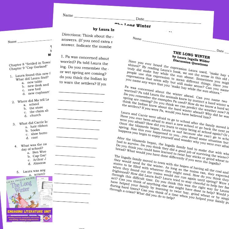 The Long Winter Literature Unit | Laura Ingalls Wilder - My Teaching ...