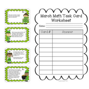 March Math Tasks Cards - My Teaching Library | MyTeachingLibrary.com