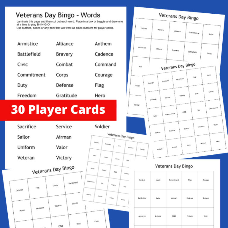 Veterans Day Bingo Game - My Teaching Library | MyTeachingLibrary.com