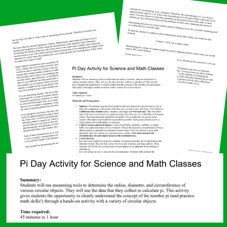 Pi Day Group Activity - My Teaching Library | MyTeachingLibrary.com