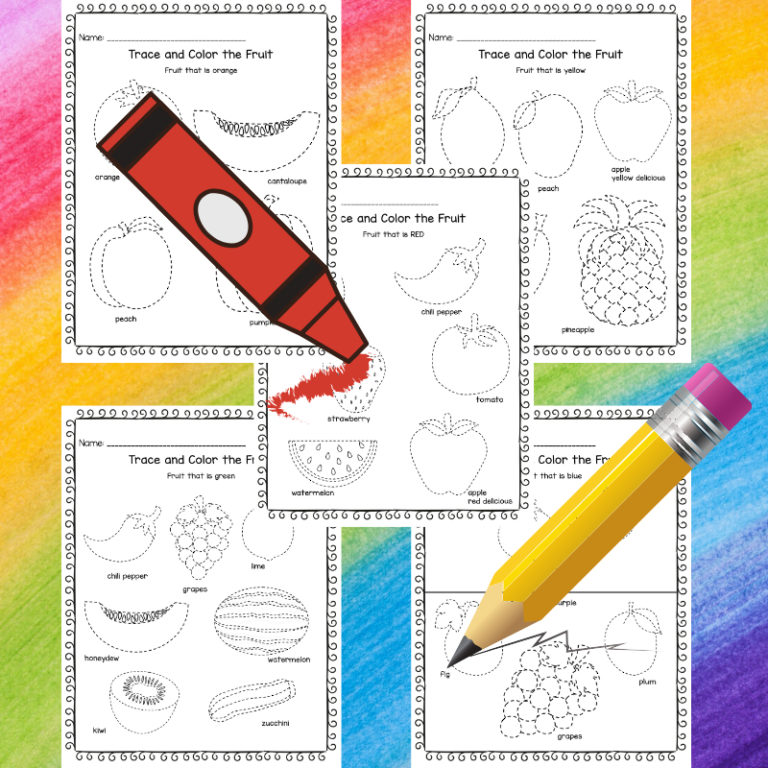 Learning Colors | Trace and Color Fruit - My Teaching Library ...
