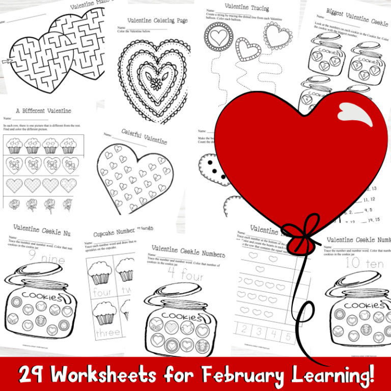 February Math for PreK to Kindergarten | Valentine Themed - My Teaching ...
