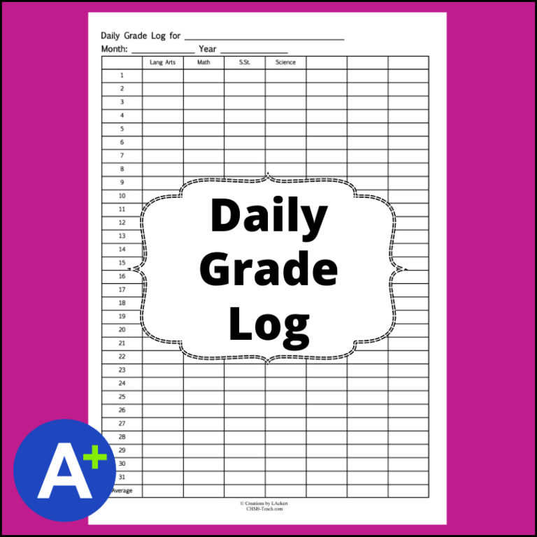 Daily Grade Log - My Teaching Library | MyTeachingLibrary.com