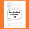 Curriculum Provider Log - My Teaching Library | MyTeachingLibrary.com