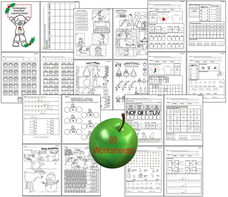 Kindergarten Monthly Learning Pack - December - My Teaching Library ...