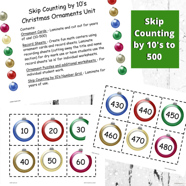 Christmas Math - Skip Counting by 10s (10 to 500) - Center Activities ...