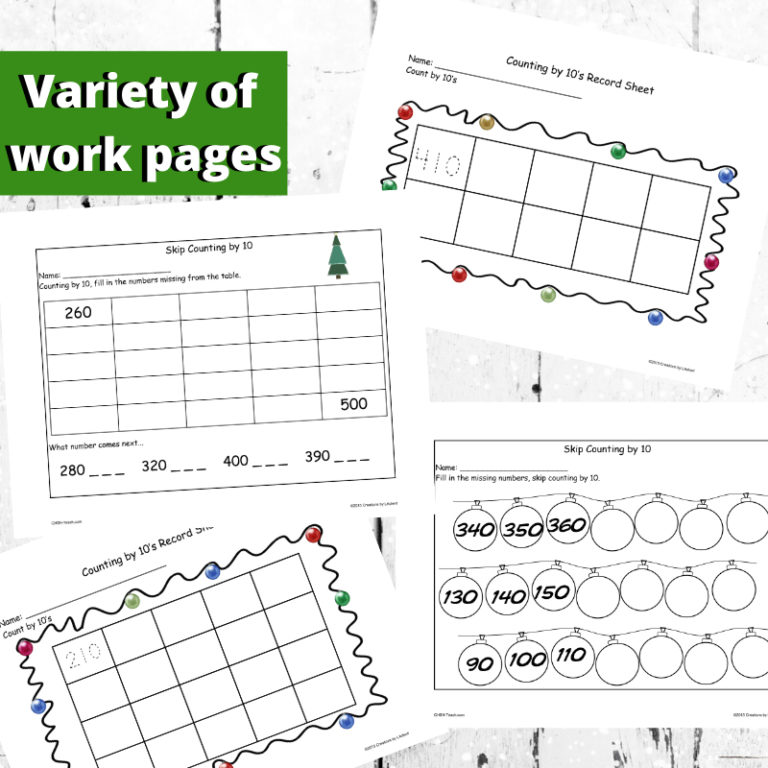 Christmas Math - Skip Counting by 10s (10 to 500) - Center Activities ...