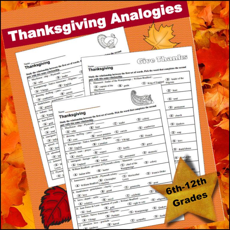 Thanksgiving Analogies - My Teaching Library | MyTeachingLibrary.com