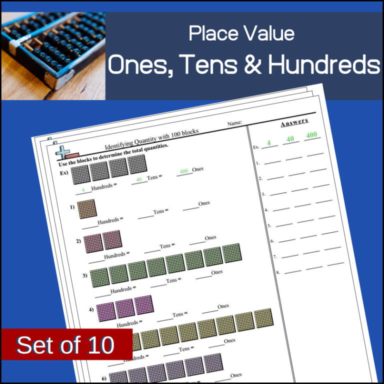 Place Value Worksheets - Ones, Tens & Hundreds - My Teaching Library ...