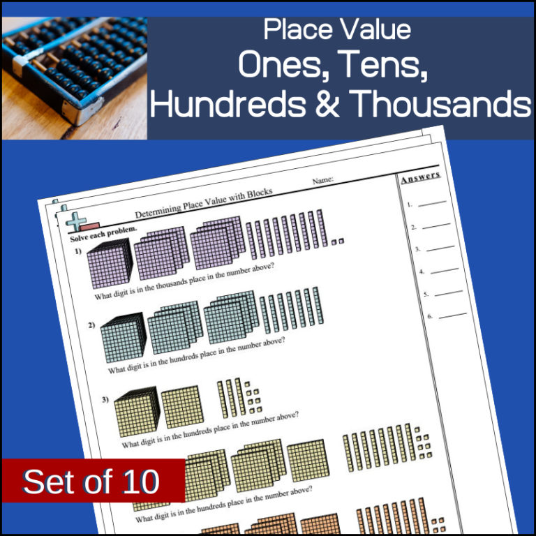 Place Value Worksheets - Ones, Tens, Hundreds & Thousands - My Teaching ...