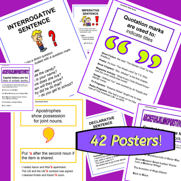 42 Grammar Posters! (Sentence Type, Capitalization, Punctuation) - My ...