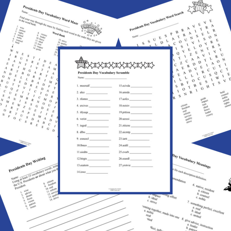 Presidents Day Vocabulary FUN for 3rd-5th - My Teaching Library ...