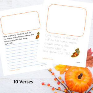Thanksgiving Memory Verse Copy Work - Manuscript Version - My Teaching ...