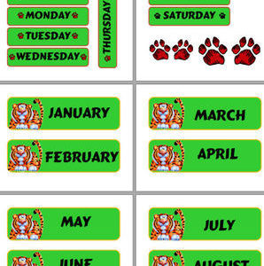 Calendar Bulletin Board Materials | Tiger Themed - My Teaching Library ...