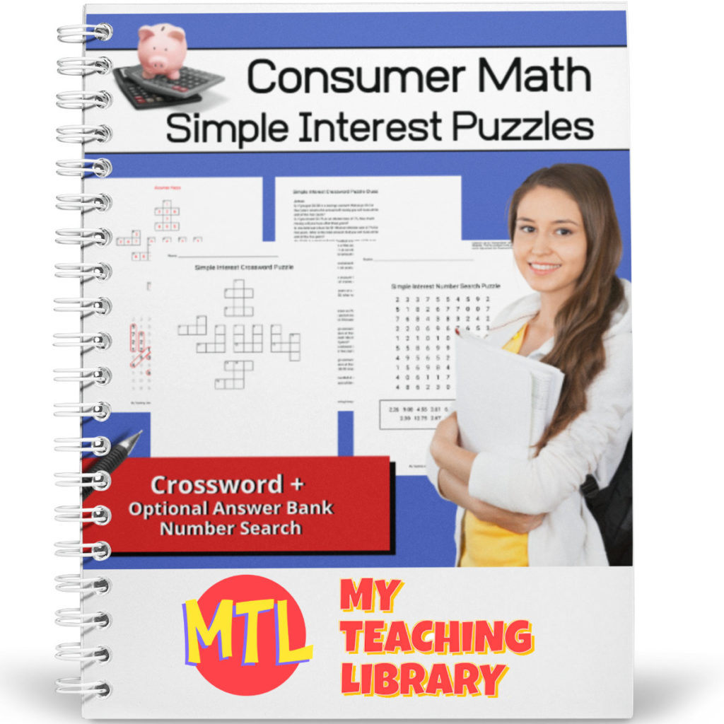 Consumer Math | Simple Interest Puzzles - My Teaching Library ...