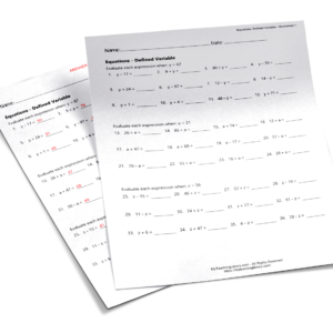 Pre-Algebra | Equations with Defined Variable - My Teaching Library ...