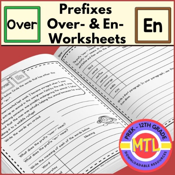 Prefixes Over- and En- Worksheets - My Teaching Library ...