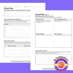 ADHD Goal Setting - Focus Plan Student Worksheets - My Teaching Library ...