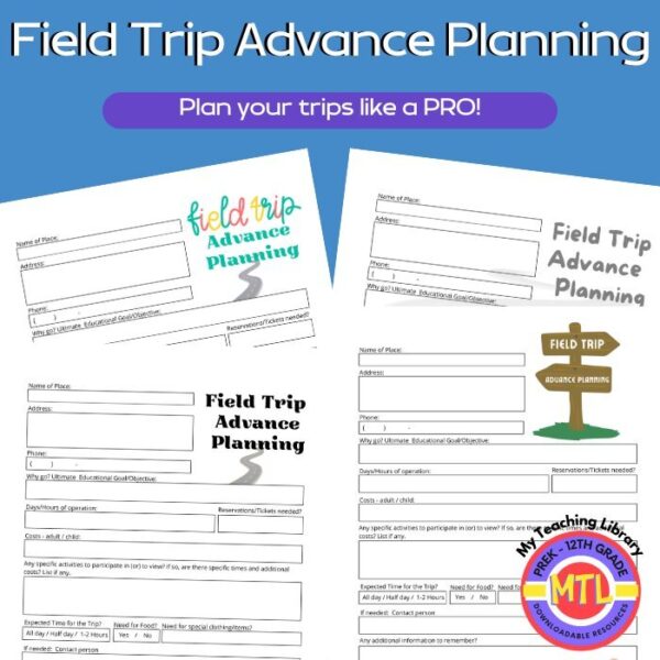 My Field Trip Record Logs - My Teaching Library | MyTeachingLibrary.com