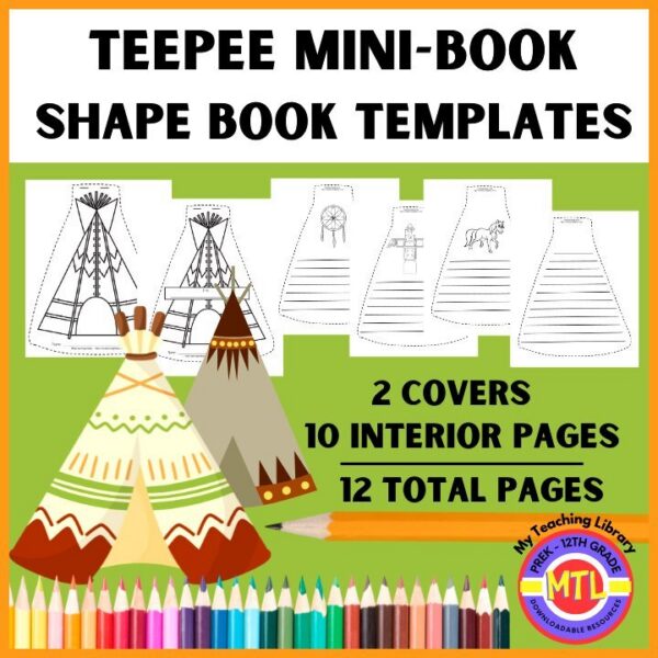 Teepee Mini-Book Template - My Teaching Library | MyTeachingLibrary.com