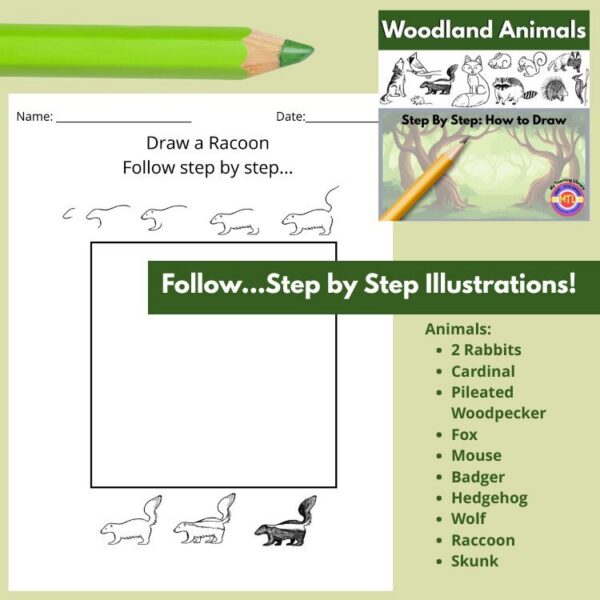 How to Draw: Woodland Animals - My Teaching Library | MyTeachingLibrary.com