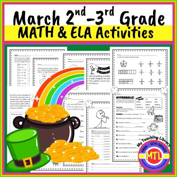 St. Patrick's Day No-Prep Math & ELA Activity Pack: 2nd & 3rd Grade ...