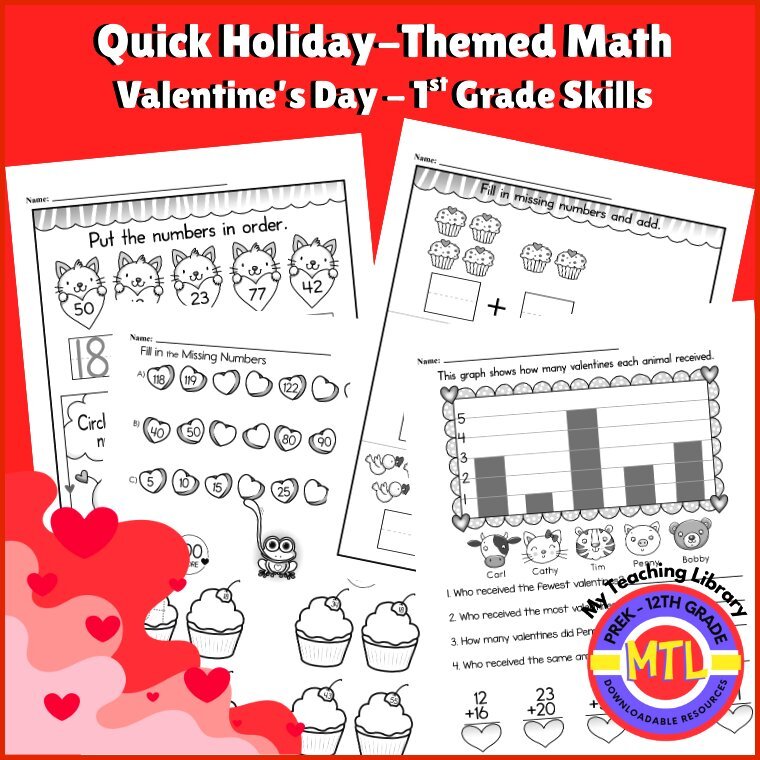Valentine's Day Quick Math | 1st Grade Skills - My Teaching Library ...