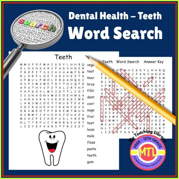 Teeth Word Search | Dental Health - My Teaching Library ...